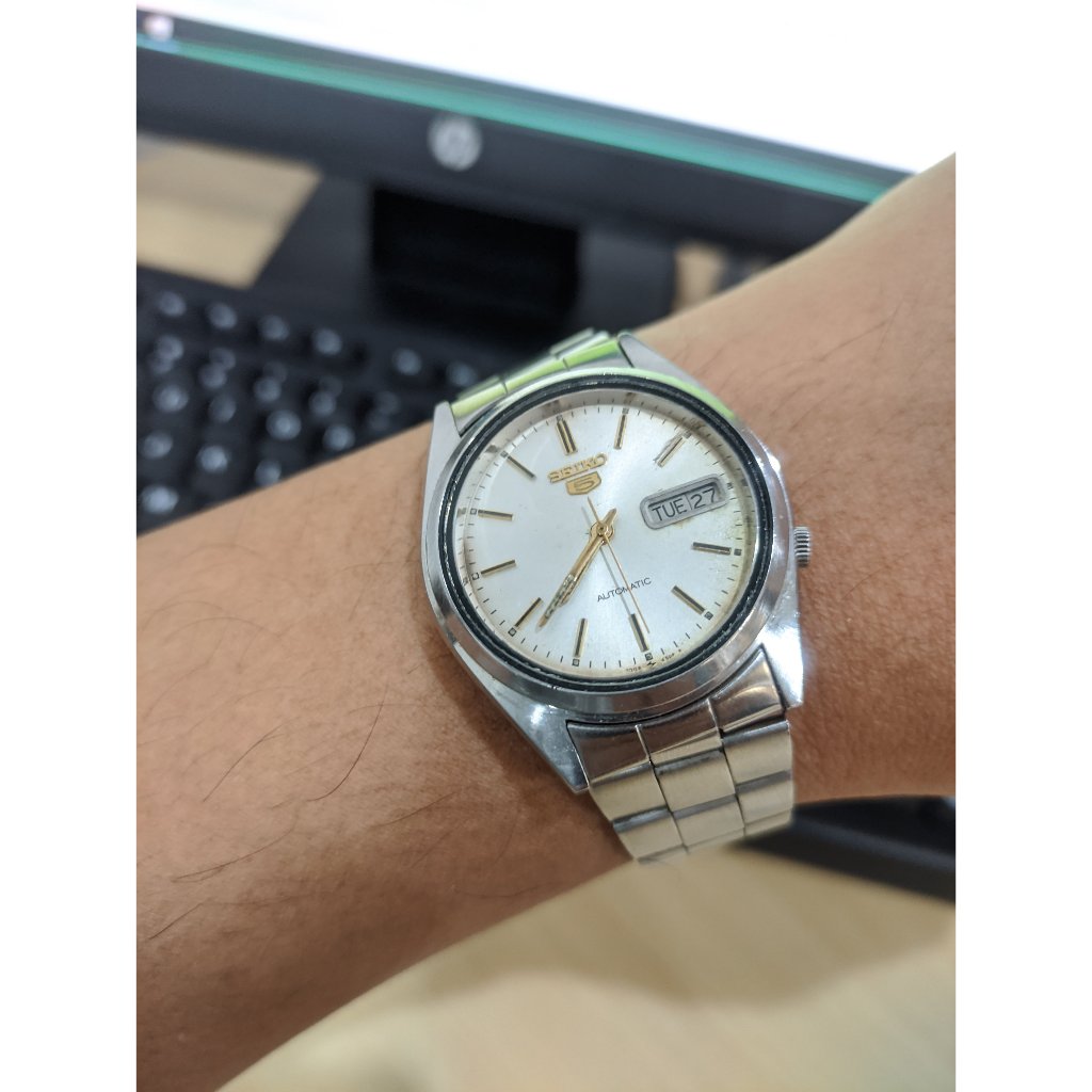 Jual Seiko 5 Automatic 7009 White Dial Transparent Backcase Vintage ...