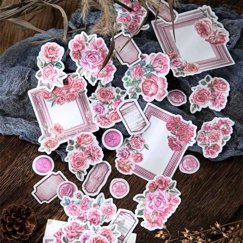 Jual 25 Lembar Sticker Floral Frame Vintage Bahan Journal Scrapbook ...