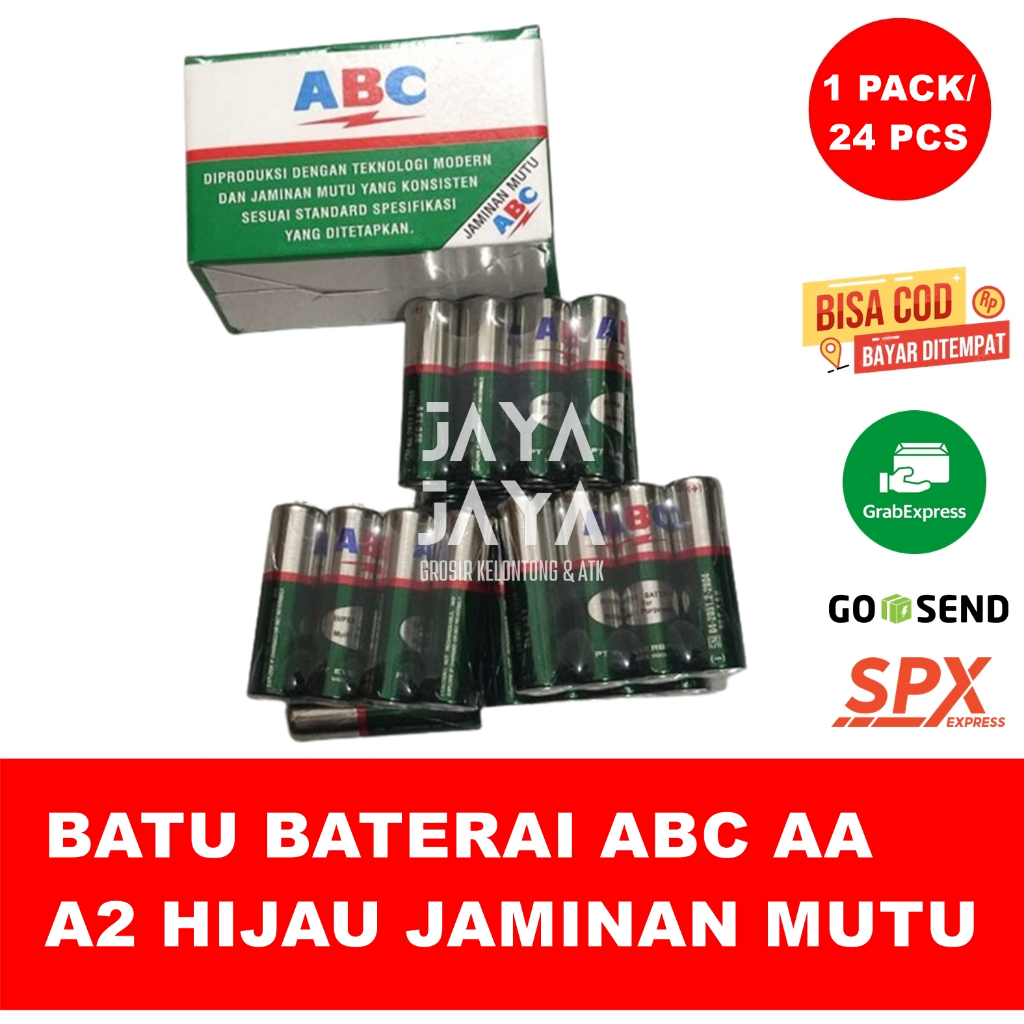 Jual BATU BATERAI ABC AA / A2 HIJAU JAMINAN MUTU / BATRE KERING BATRAI ...