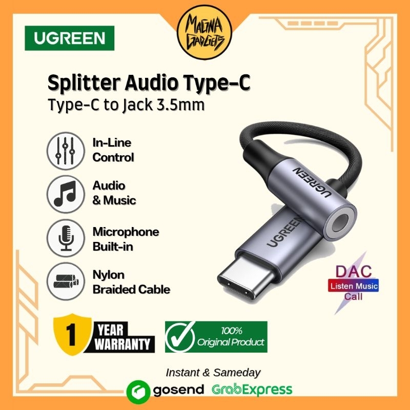 Jual UGREEN Audio Converter Splitter DAC Type C To Jack 3.5Mm + Type C Microphone Built-in ...