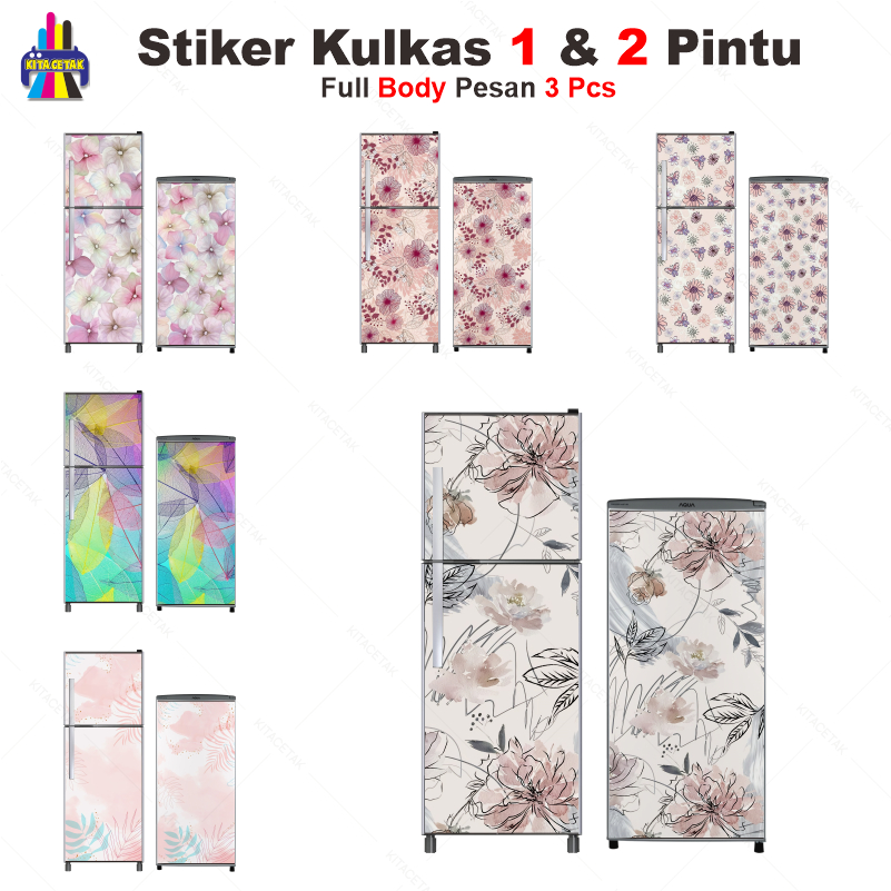 Jual Stiker Kulkas Sticker Wallpaper Kulkas 1 dan 2 Pintu Bunga ...
