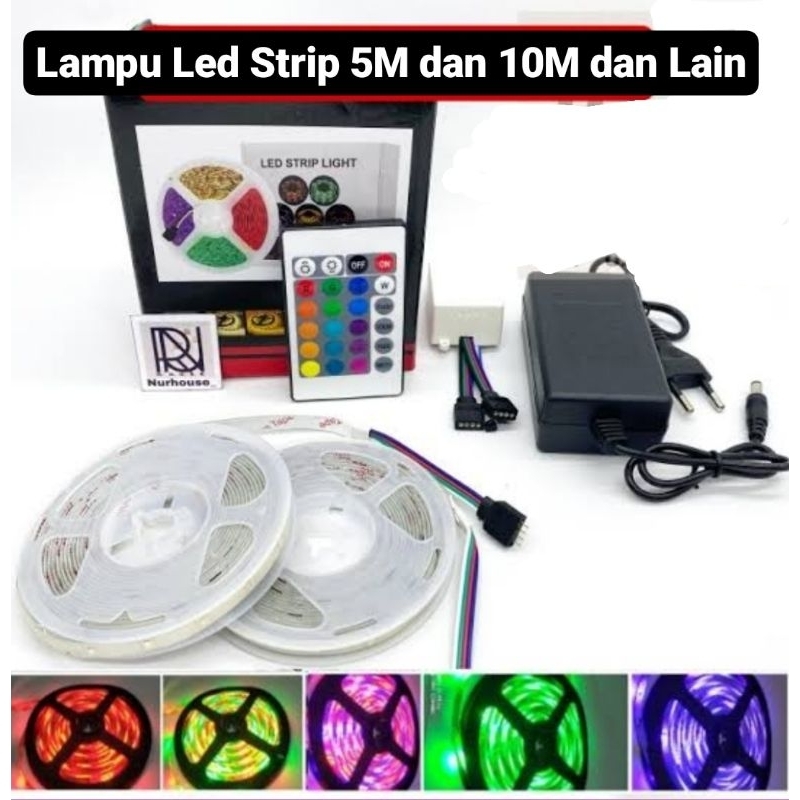 Jual PAKET LAMPU LED STRIP RGB 2835 5050 3528 WARNA WARNI 5M 10 METER ...