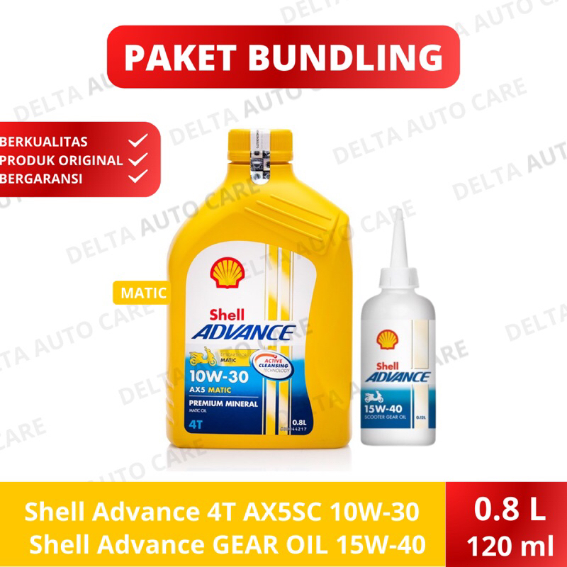 Jual [ PAKET LENGKAP ] OLI SHELL ADVANCE 4T AX5 Oil Scooter 10W-30 (0 ...