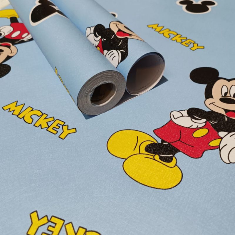 Jual Wallpaper Sticker Dinding Karakter Mickey Mouse Biru Muda Dekorasi ...