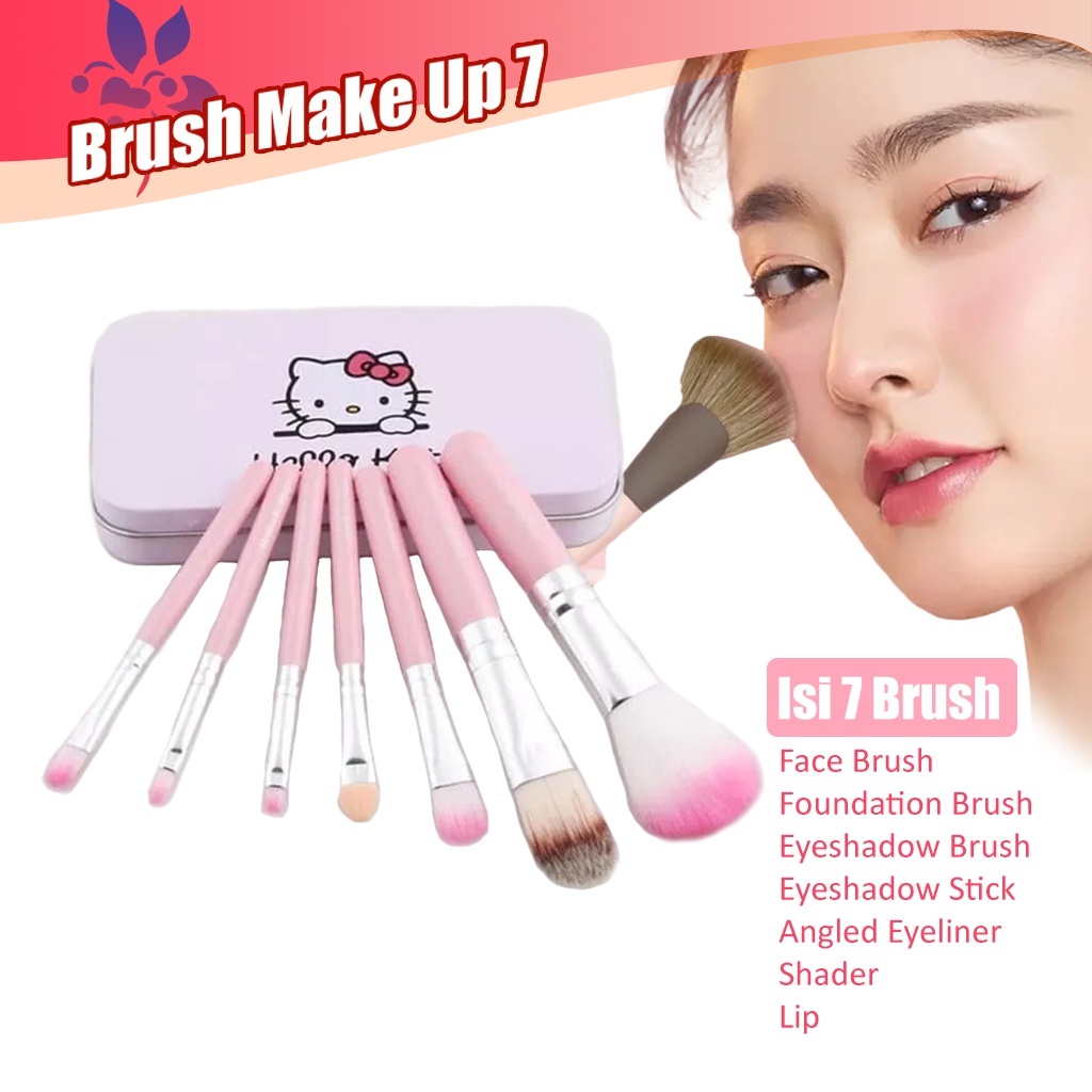 Jual IDEKU Kuas Make Up Kaleng Make Up Hello Brush Makeup Set 7 In 1 ...
