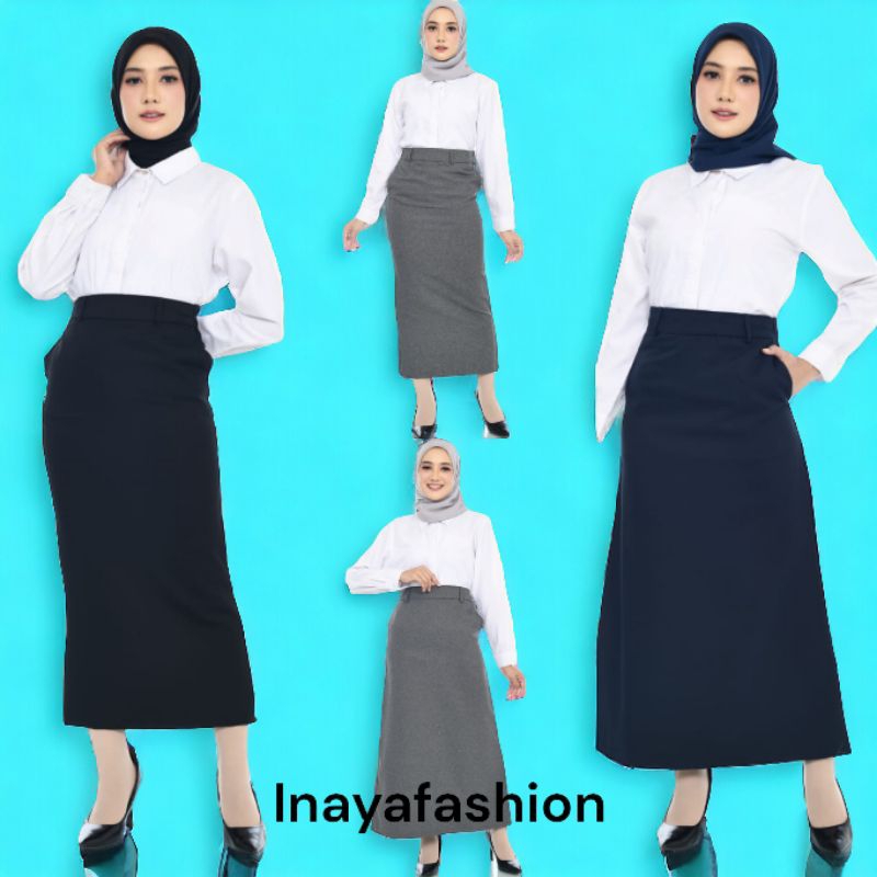 Jual Rok Panjang Wanita Hitam Polos Model A line dan Span Pinggang ...