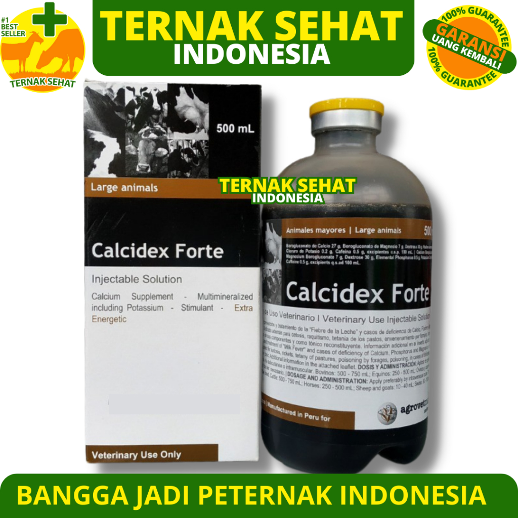 Jual CALCIDEX FORTE 500 ML AGROVET - Obat Ketosis Milk Fever Ambruk ...