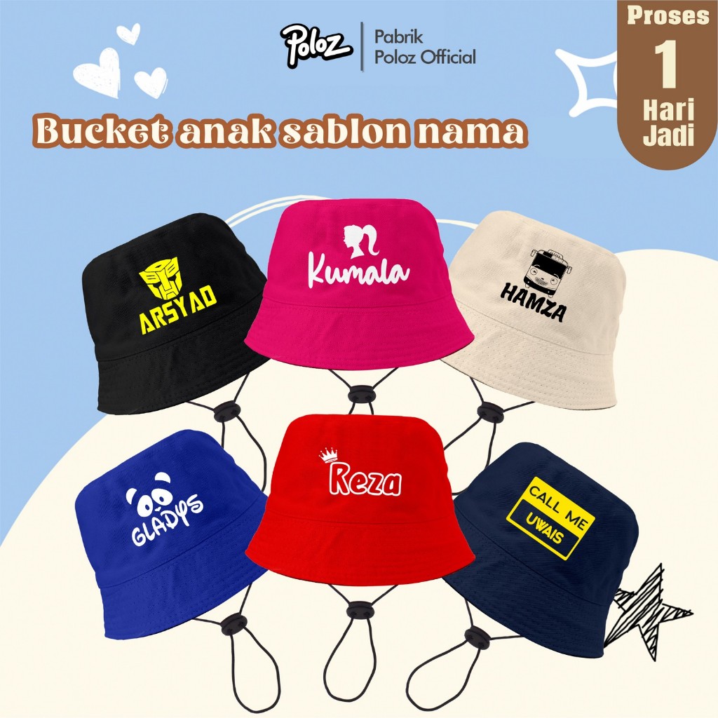 Jual TOPI BUCKET NAMA ANAK TOPI BUCKET SABLON NAMA ANAK TOPI BUCKET ...