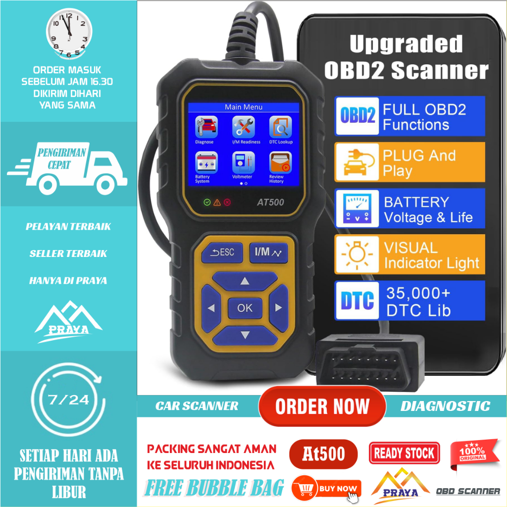 Jual AT500 2.4 Inches OBDII Car Diagnostic Scanner Universal Car OBD2 ...