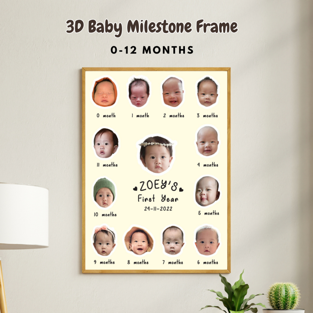 Jual [0-12 MONTHS] Baby One Year Milestone 3D Frame | Papan Foto Bayi 1 ...