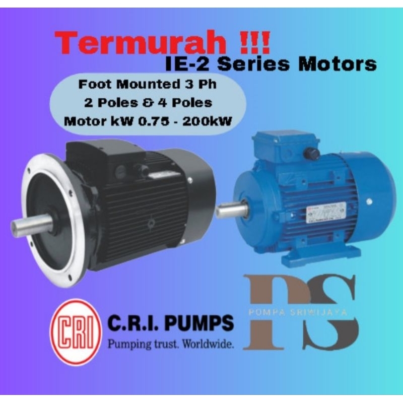 Jual Motor Induksi 3 phase CRI IE-2 Series Motors (1) - 0.75, 2 Pole ...