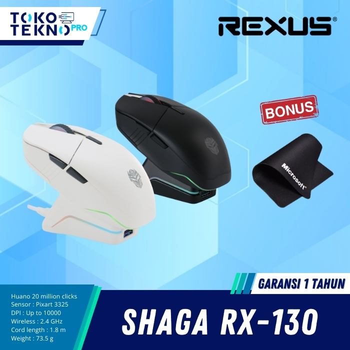 Jual Rexus Shaga RX-130 Mouse Gaming Wireless With Charging Dock ...