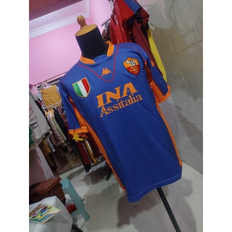 Jual jersey as roma retro 2001 biru dongker | Shopee Indonesia