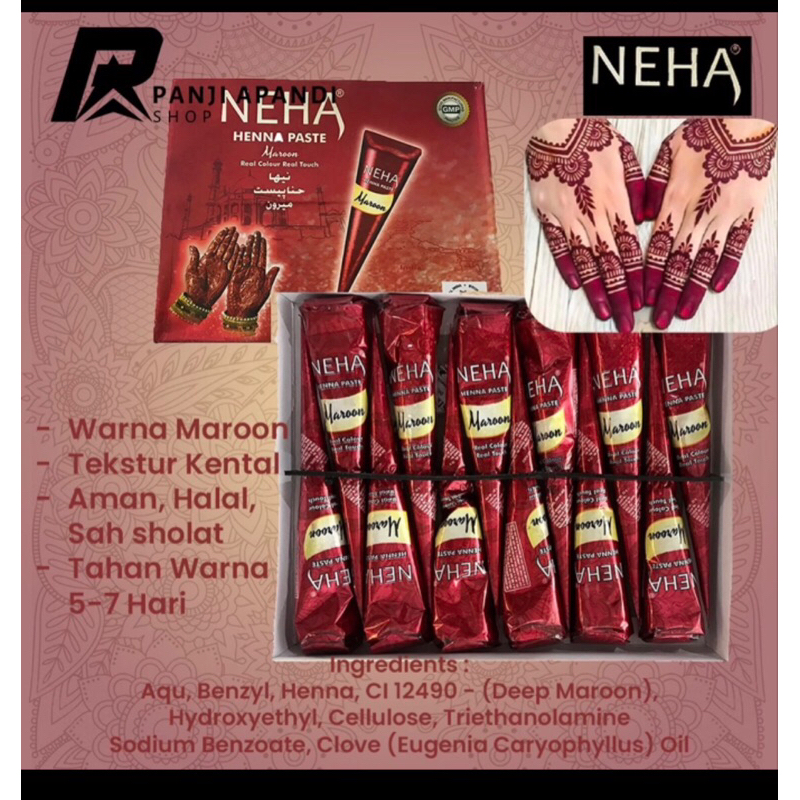 Jual Henna tangan dan kaki instan // henna tangan warna merah | Shopee ...