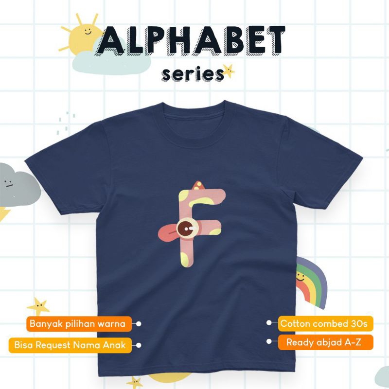 Jual Kaos Custom Nama Anak 1-14 Tahun Alfabet Huruf Abjad F | Shopee ...