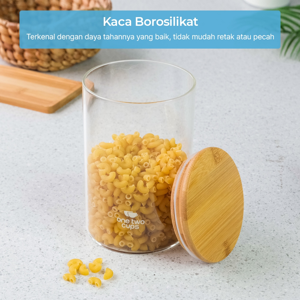 Jual One Two Cups Toples Kaca Penyimpanan Makanan Coffee Storage Glass ...