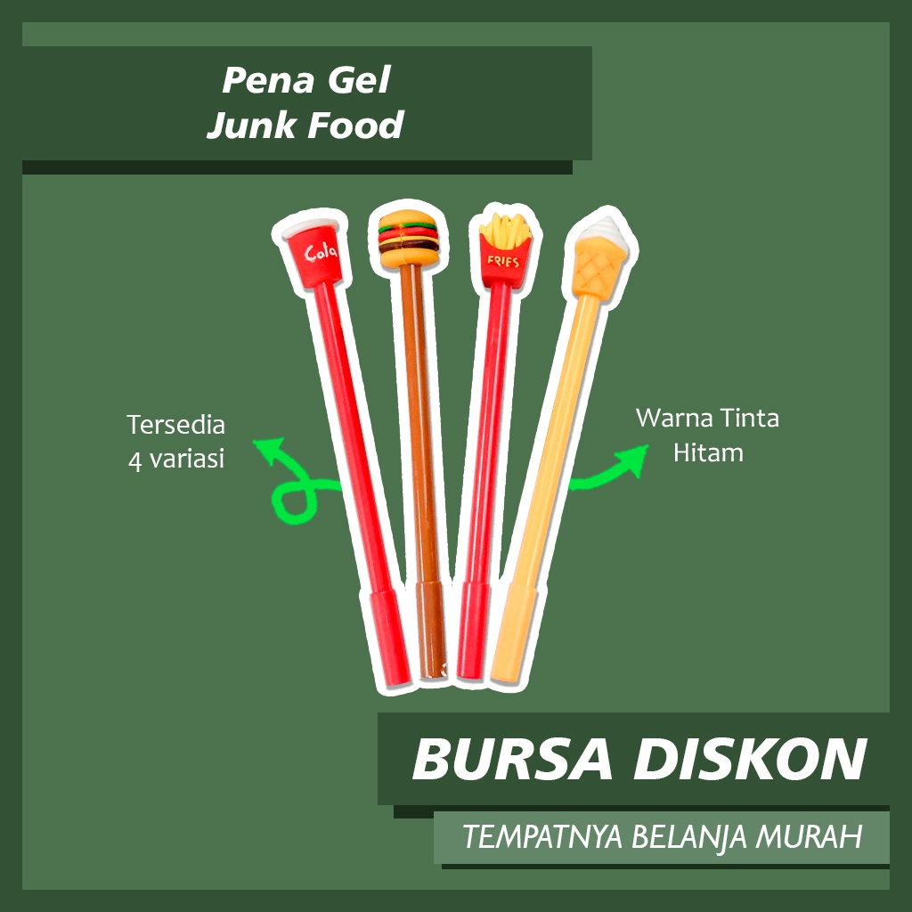 Jual 4 & 12 pcs Pena Junk Food Burger Soda Cola Es French Fries Pen ...