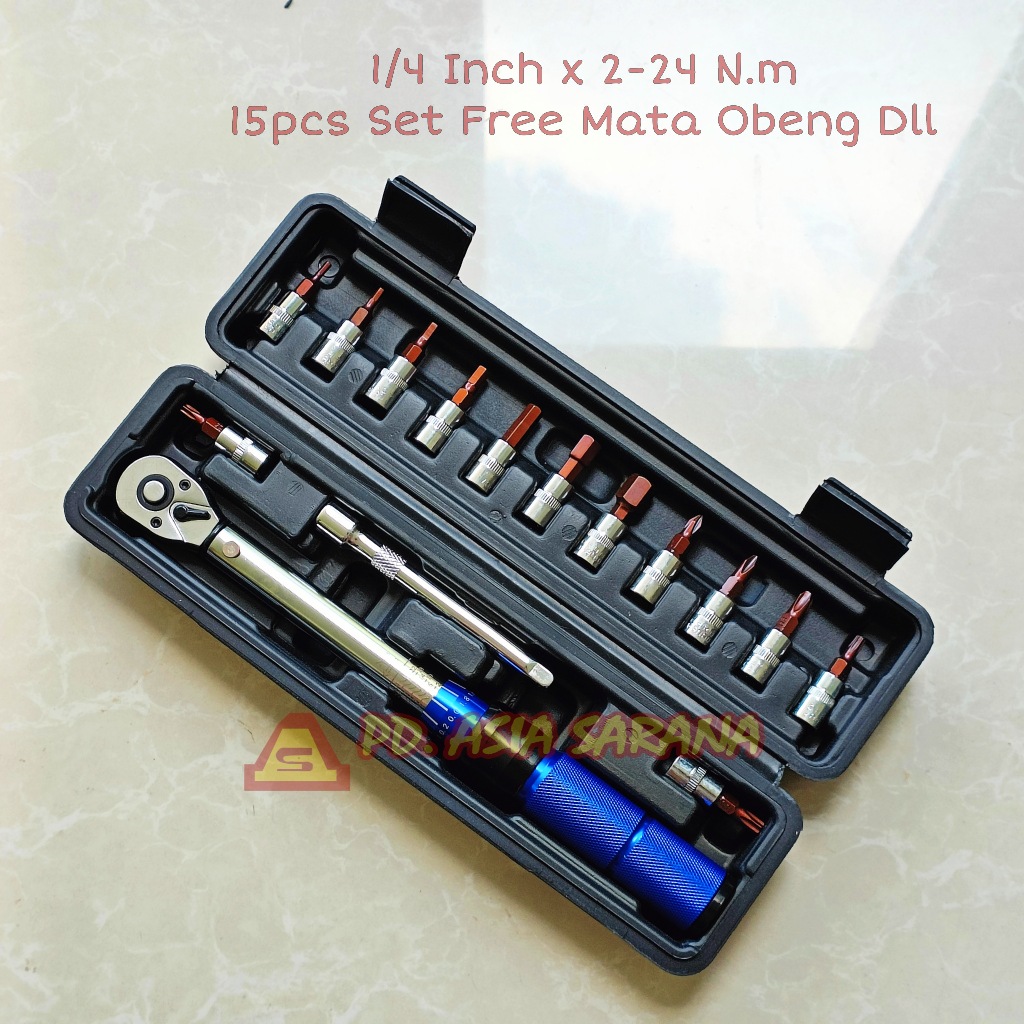 Jual Kunci Torsi Momen 2-24 N.m x 1/4" Inch Set 15pcs Torque Wrench Pas B2-24 | Shopee Indonesia