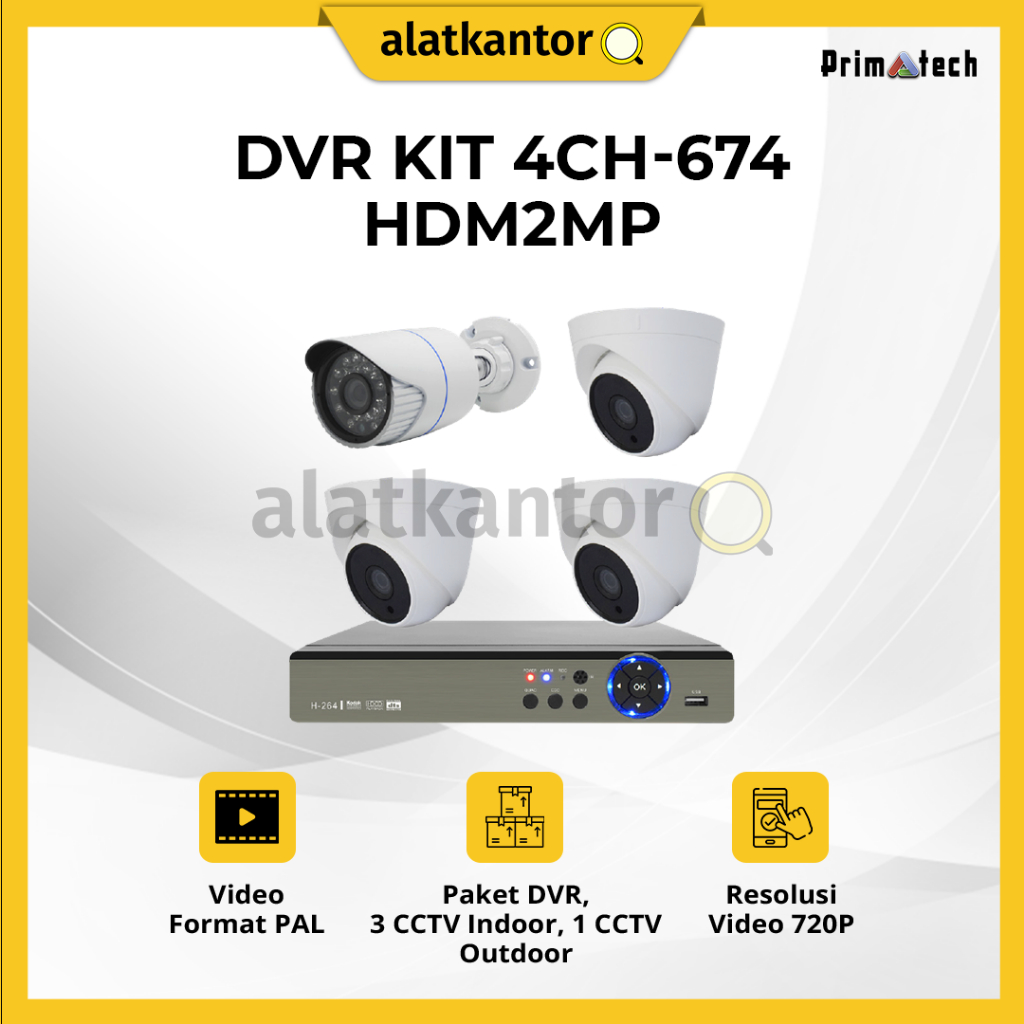 Jual Primatech DVR Kit 4CH-2MP (DVR Kit-674HDM2MP) | Shopee Indonesia