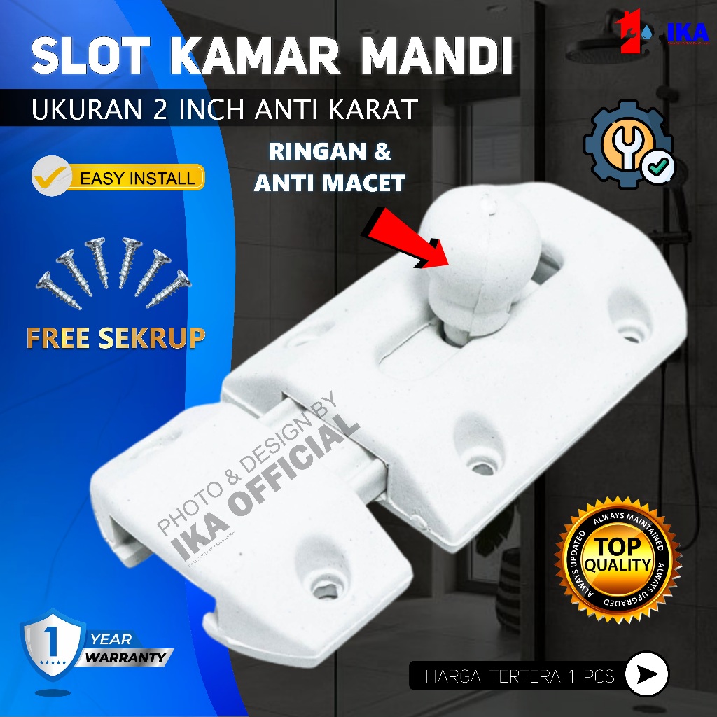 Jual Grendel pvc plastik 2 inch / 5 cm selot pintu kamar mandi wc ...