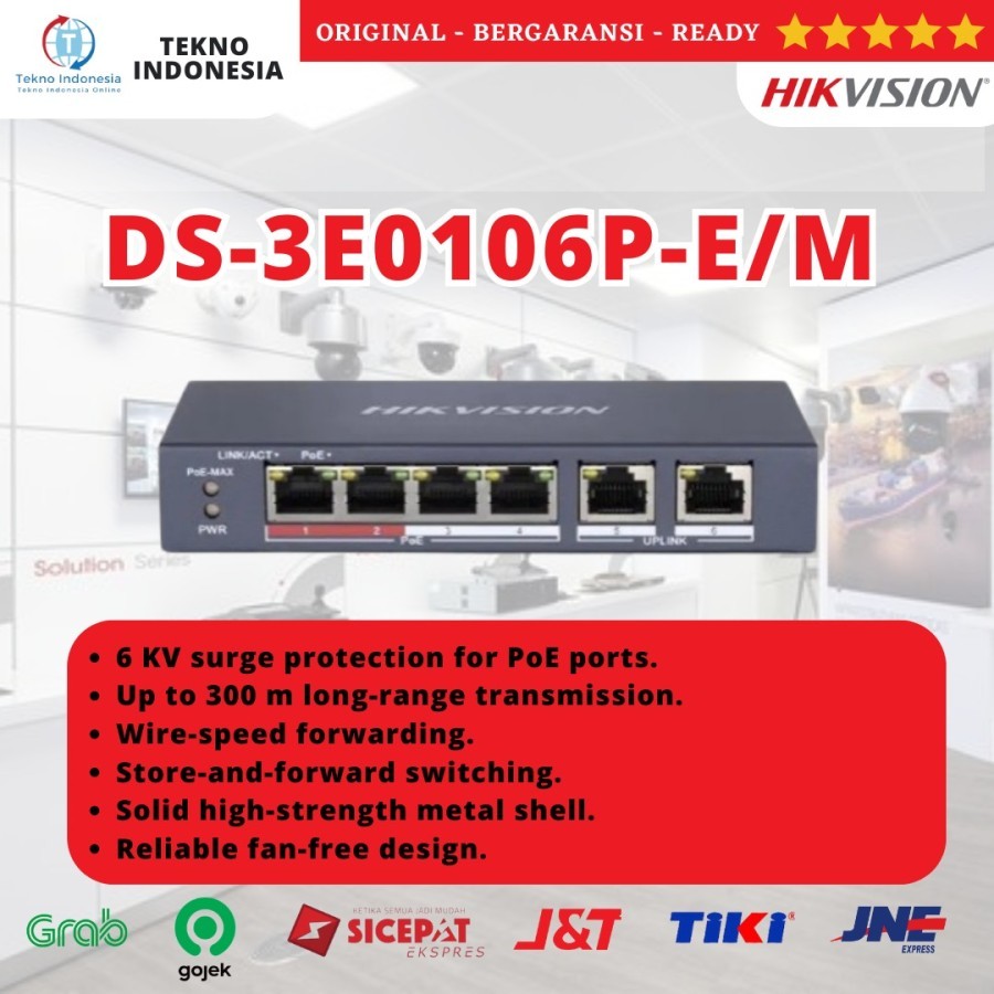 Jual Hikvision DS-3E0106P-E/M 4 Port Fast Ethernet Unmanaged POE Switch | Shopee Indonesia
