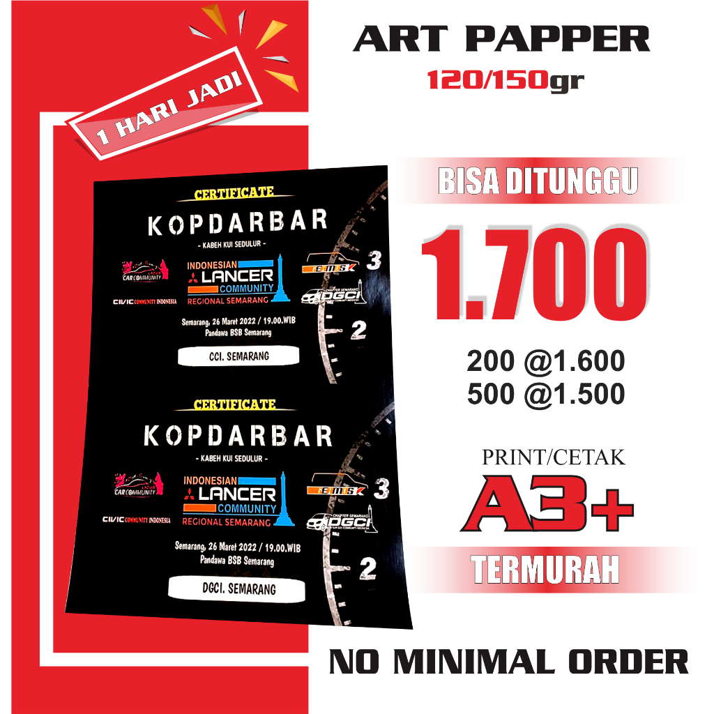Jual Promo Print A3+ | Cetak A3+ MURAH | Art Paper 120/150 gr | HVS 70/80 gram | 1 Sisi / 2 Sisi ...