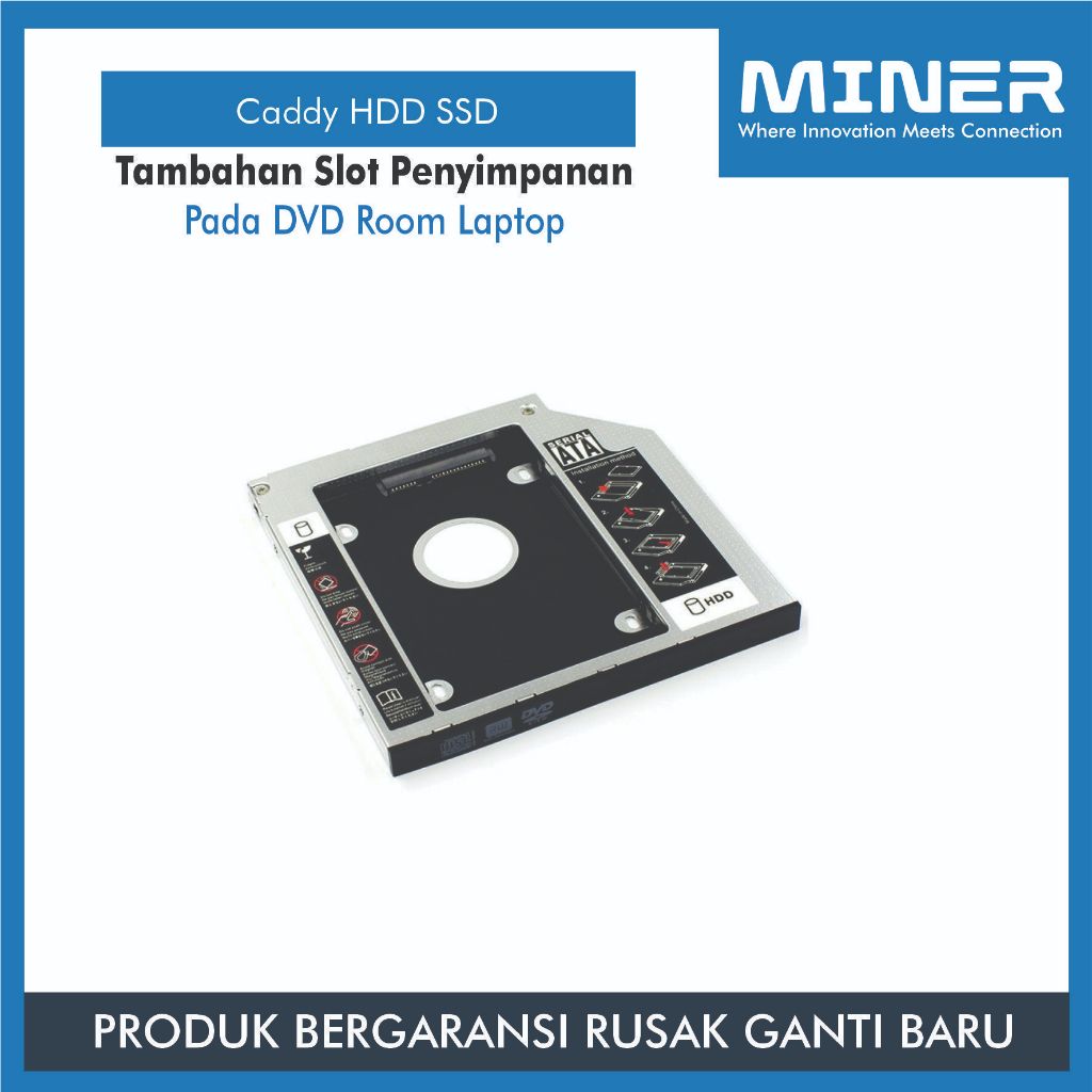 Jual MINER Caddy HDD SSD Tambahan Slot Penyimpanan Pada DVD Room Laptop ...