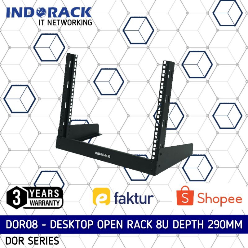 Jual DOR08 Desktop Open Rack 8U Depth 290mm INDORACK Rak Audio / Server ...