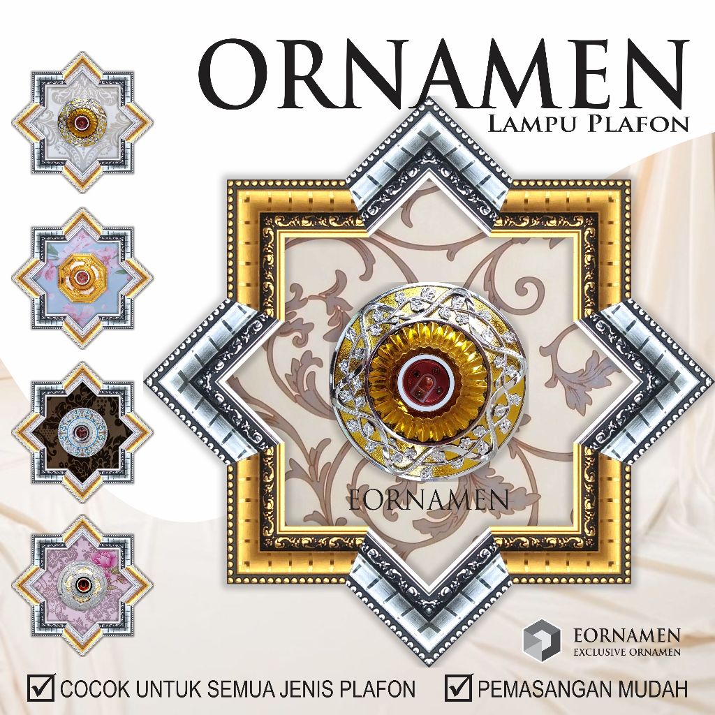 Jual Ornamen Lampu plafon pvc / fitting lampu plafon Hias 40 x 40 cm ...