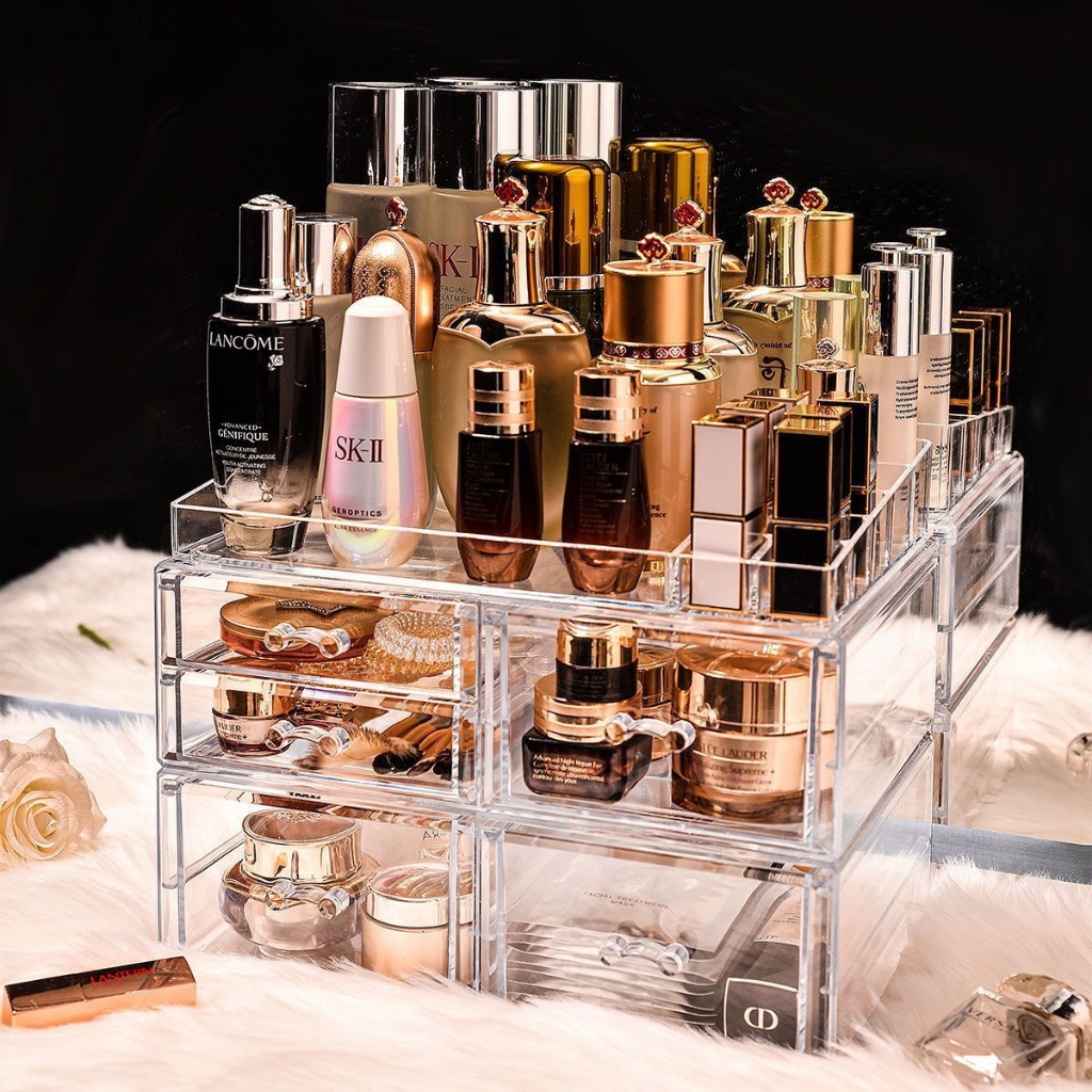 Jual Rak Kosmetik Skincare Acrylic Desain Simple Elegan Tempat ...