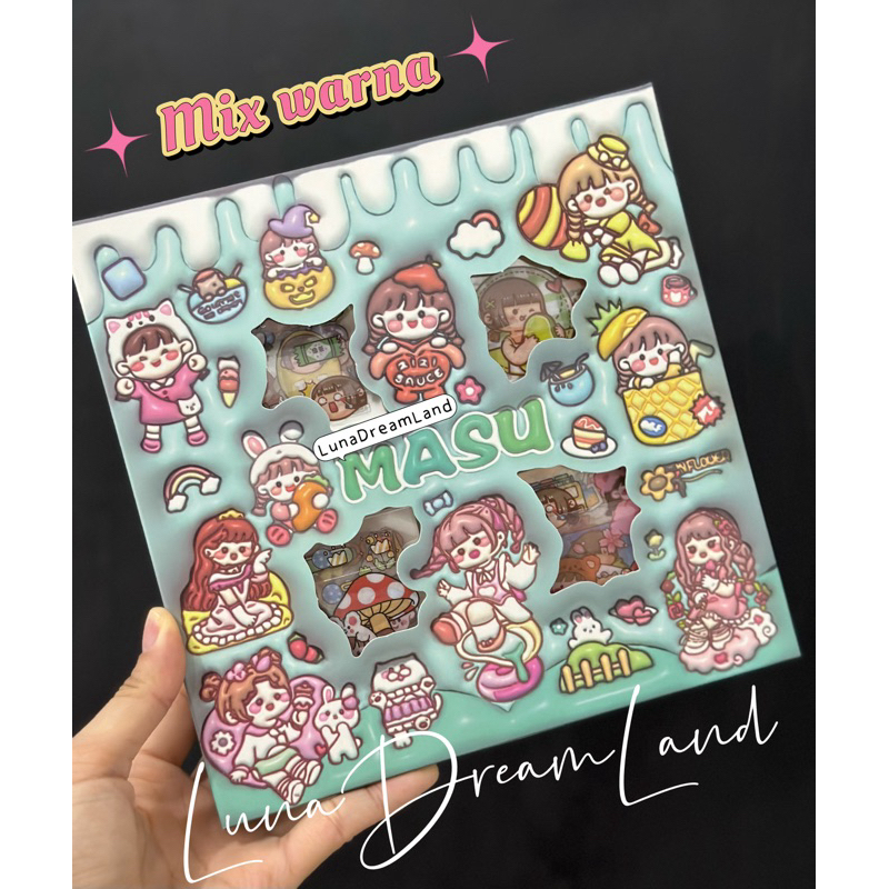 Jual Sticker Lucu MASU Mix warna isi 100 Lembar Sticker Pvc Anti air ...