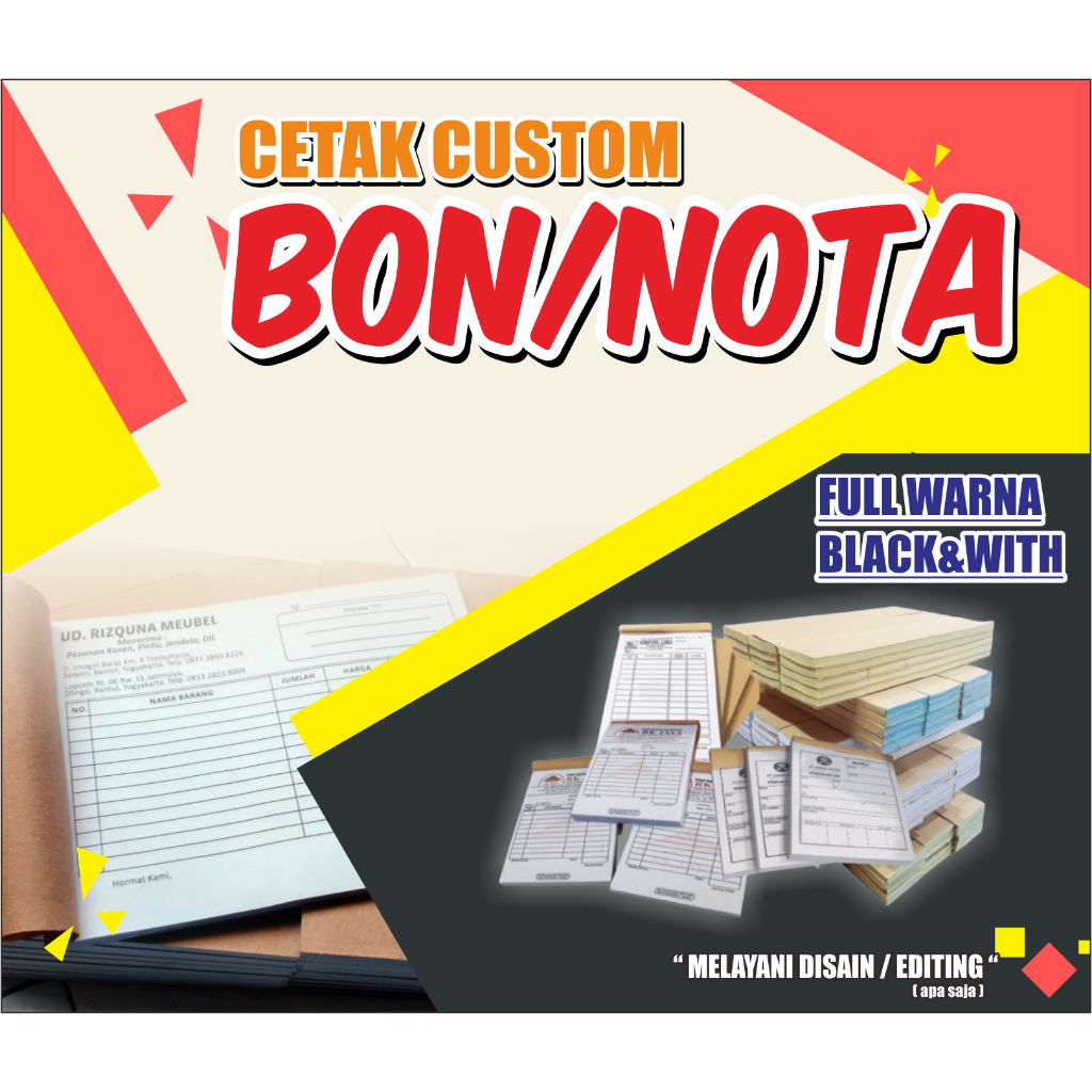 Jual Nota Bon Faktur Surat Jalan Kwitansi CUSTOM 1ply - 2ply rangkap ...
