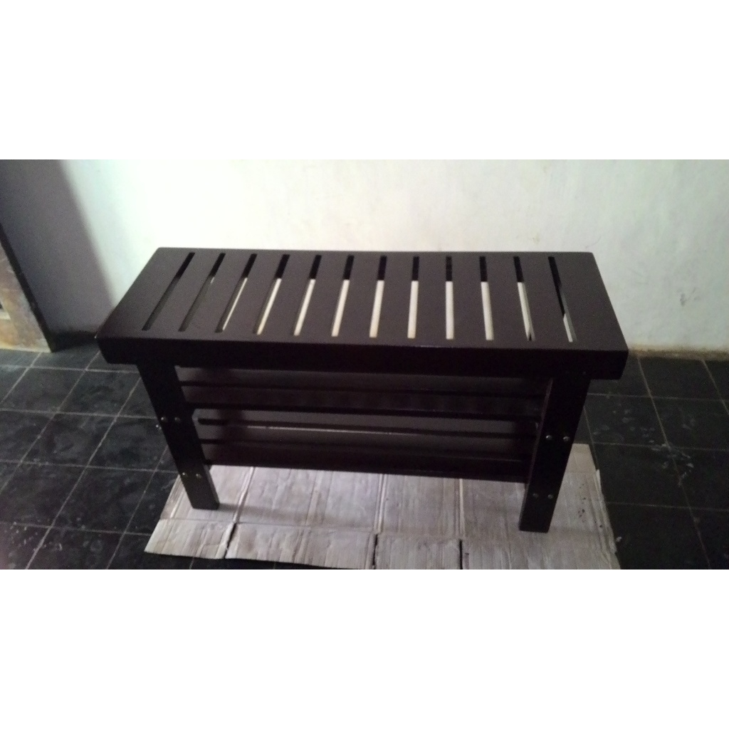Jual Rak Sepatu Murah Kayu Jati Model Bangku Ukuran 100x35x55 Cm ...