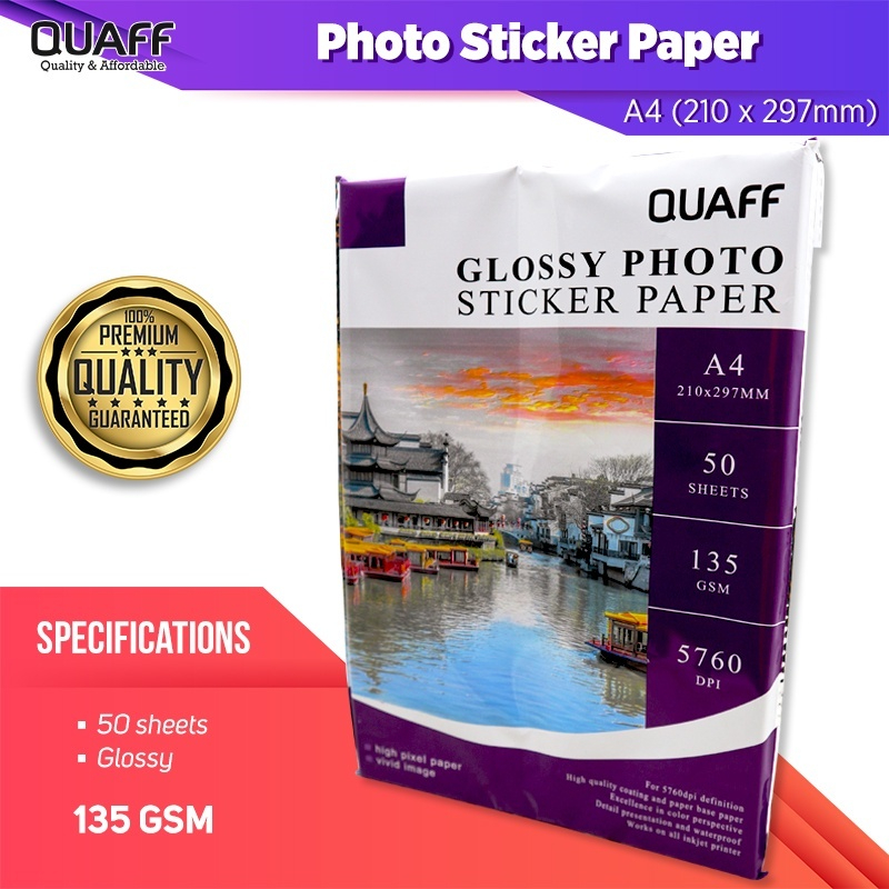 Jual QUAFF Stiker Glossy Kertas Stiker Foto Ukuran A3 A4 | Stiker ...
