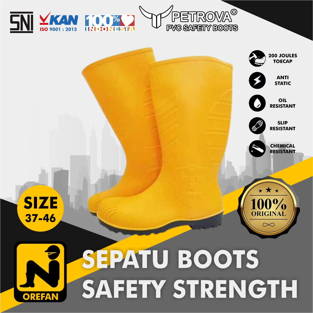Jual SEPATU PROYEK PVC SAFETY BOOTS STRENGTH SNI STEEL TOE UJUNG BESI ...