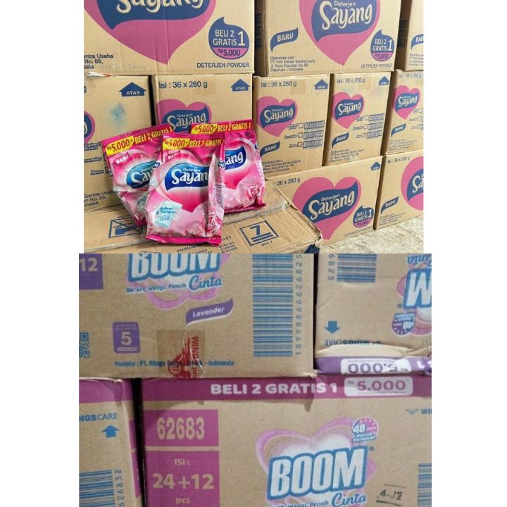 Jual PROMO 1 DUS DETERGEN SAYANG BUBUK 260GR / Detergen Boom Sabun Cuci ...