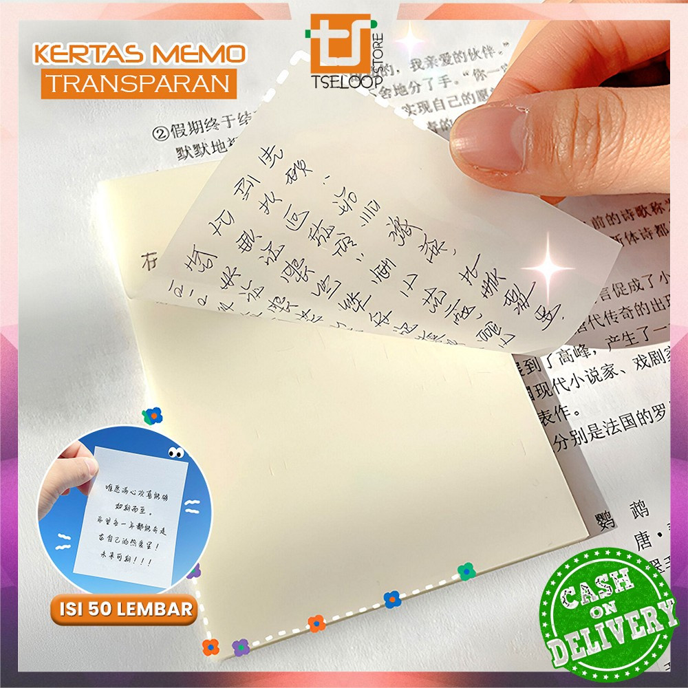 Jual OFM-A87 Sticky Note Transparan Isi 50 Lembar Waterproof Serbaguna ...