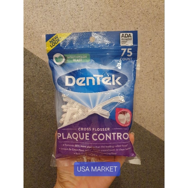 Jual Dentek Cross Flosser PLAQUE CONTROL 75 count benang gigi dental ...