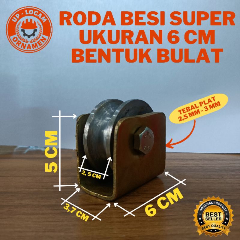 Jual Roda Pagar Besi AS 6 Cm Bentuk Bulat / Behel roda pintu gerbang ...