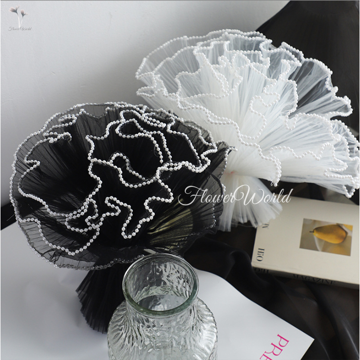 Jual [FlowerWorld]Korean Lace Mesh Mermaid Tile Wrapping Flower Wavy ...