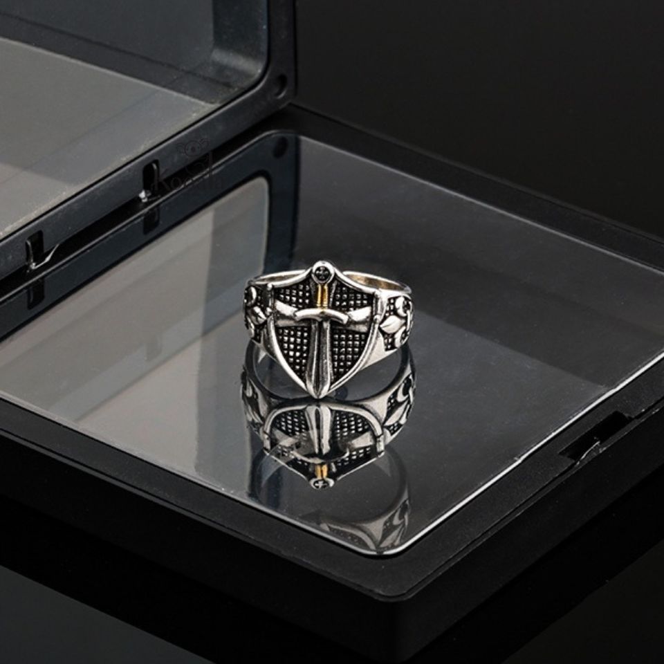 Jual Cincin Crusader Pedang Perisai Model Salib Pria Gaya Punk Dapat ...