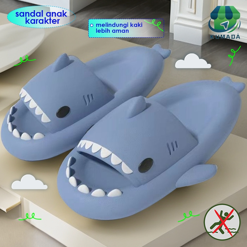 Jual Sandal Anak Karakter Ikan Hiu Kekinian Sandal Hiu Anak Sandal Hiu ...