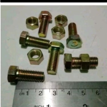 Jual BAUT + MUR KUNING BMK M8 X 20 MM BAUT SIKU LUBANG ( KUNCI 12 ) | Shopee Indonesia