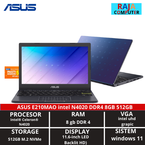 Jual ASUS VIVOBOOK E210MAO INTEL N4020 RAM8GB SSD512GB INTEL UHD ...