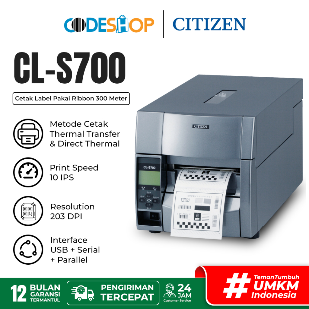Jual CITIZEN CL-S700 Printer Barcode Industrial Cetak Stiker label ...