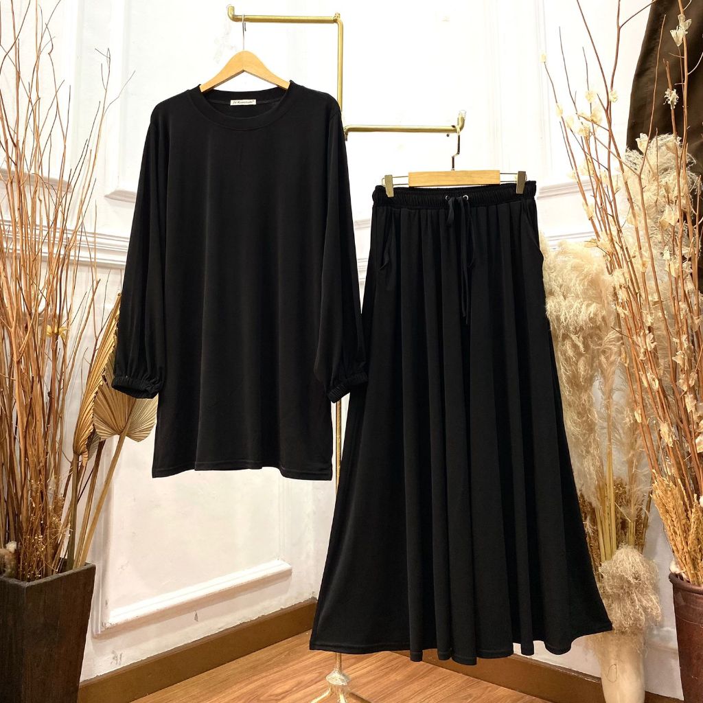 Jual Setelan Rok Serut Baju Kurung Jersey Premium Polos Adem - JV ...