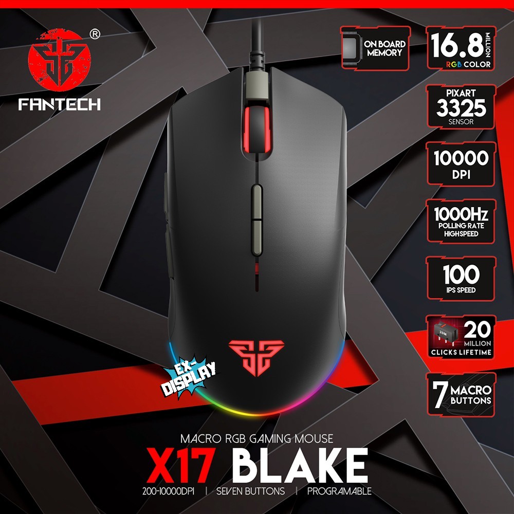 Jual MOUSE GAMING MACRO FANTECH X17 BLAKE RGB HITAM/PUTIH/PINK - PIXART ...