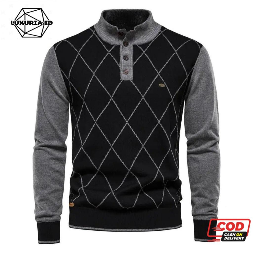 Jual Luxuria Theo Sweater Rajut Pria Tebaru Bahan Rajutan Tampilan ...