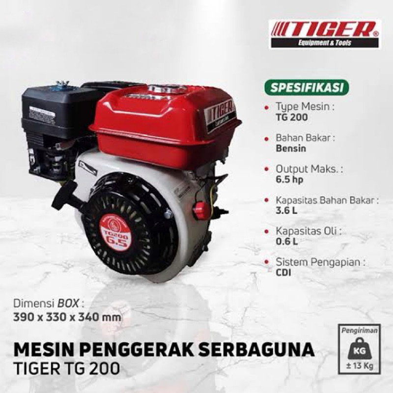 Jual Mesin Penggerak Bensin Engine TIGER TG200 6.5HP GX200 | Shopee Indonesia