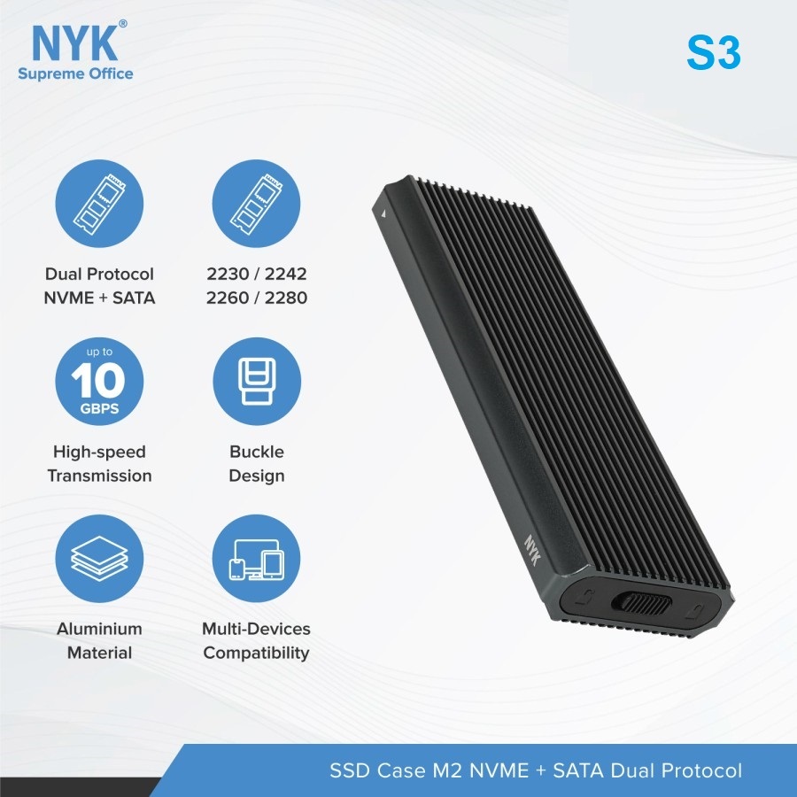 Jual Casing SSD M2 NVME Enclosure NYK S3 Case Dual Protocol USB 3.2 ...